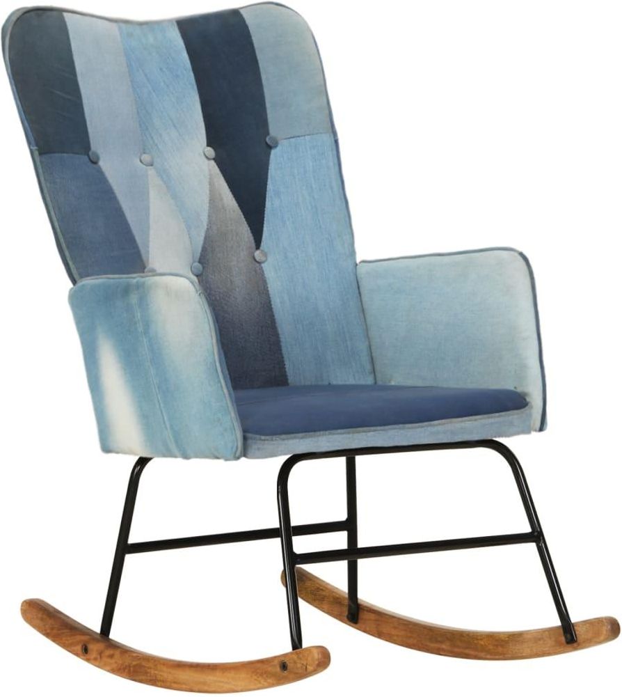 Vidaxl Fotel Bujany Niebieski Patchwork Jeansowy Z Płótna 339688 ...
