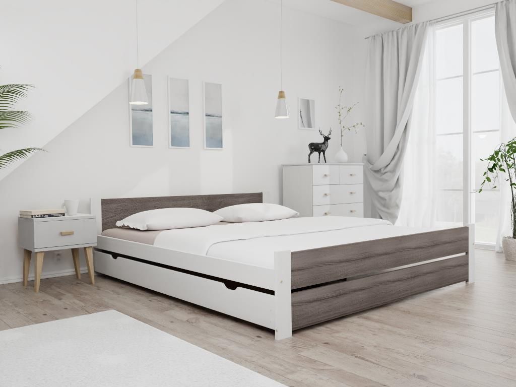 Maxi Drew Łóżko Ikaros Double 180X200 Cm Biały Dąb Truflowy Stelaż Ze ...