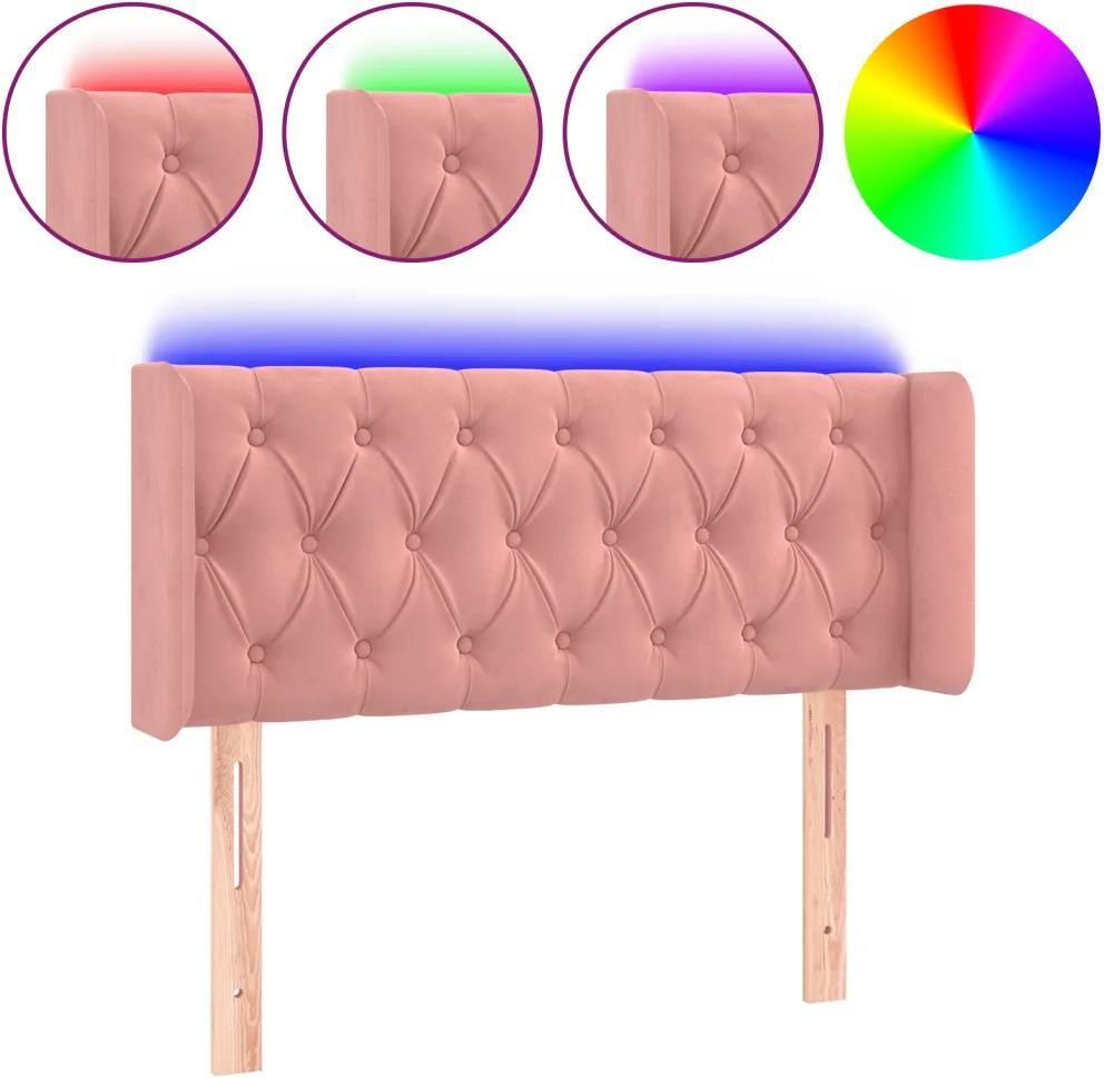 Vidaxl Zagłówek Do Łóżka Z Led Różowy 103X16X78 88 Cm Aksamit 13452 ...