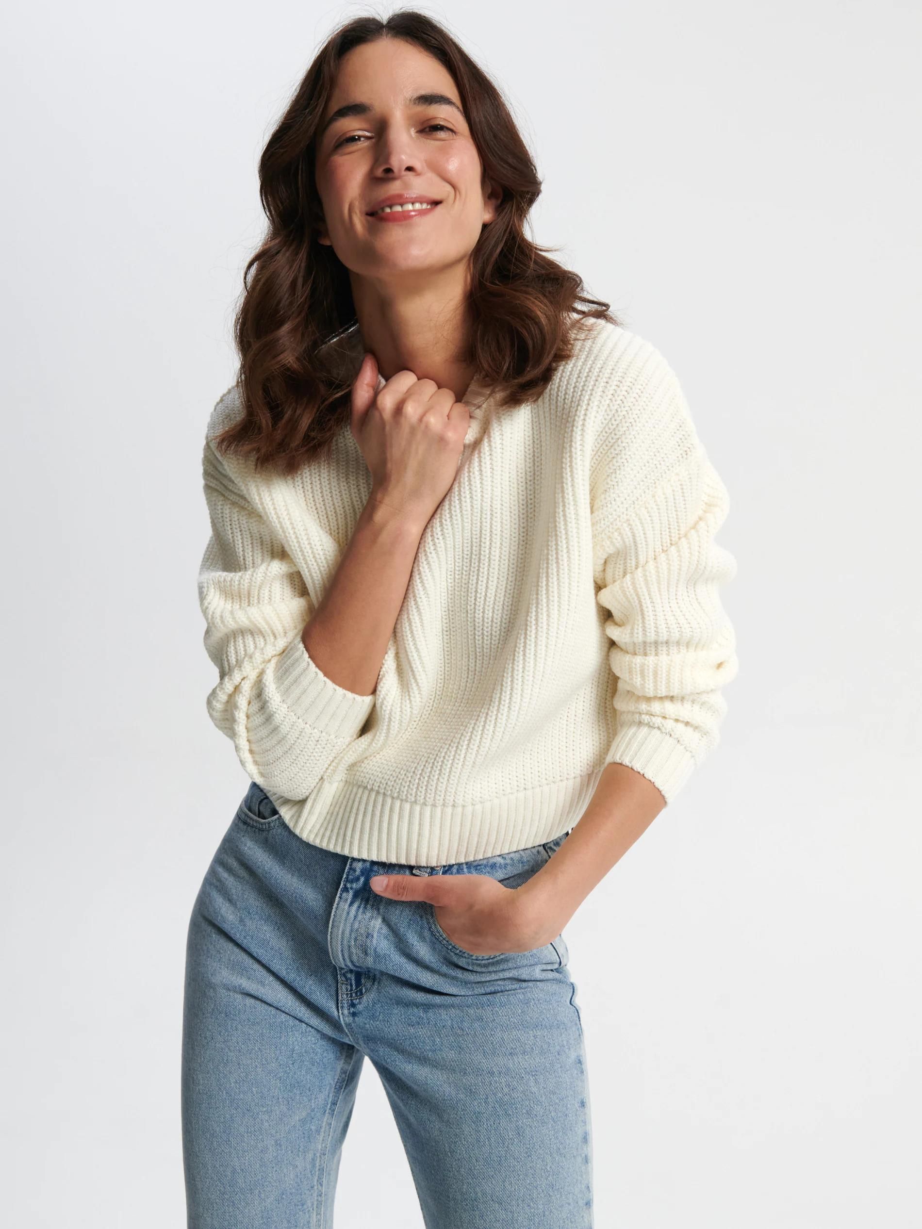 Sinsay - Sweter z miękkiej dzianiny - Kremowy - Ceny i opinie - Ceneo.pl