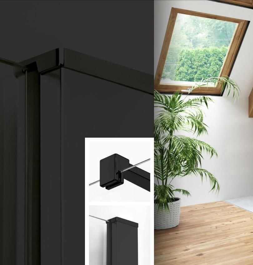 Ścianka prysznicowa New Trendy VELIO BLACK walk-in Rozmiar: 80 cm ...