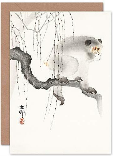 Wee Blue Coo Monkey Tree Gałąź Ohara Koson Z Kopertą Wewnątrz ...