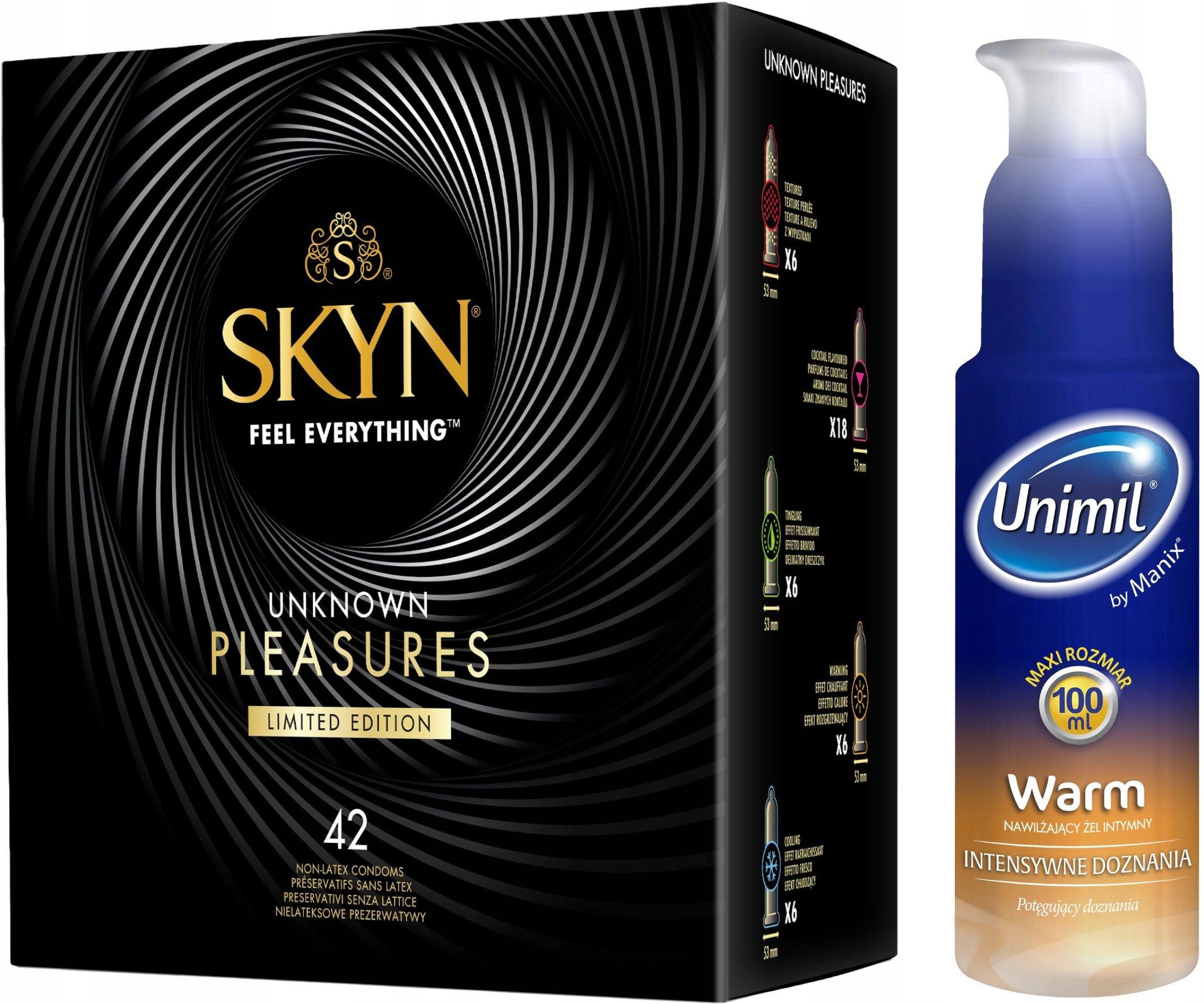 Skyn Intense Feel 42szt. + Unimil Warm 100ml - Ceneo.pl