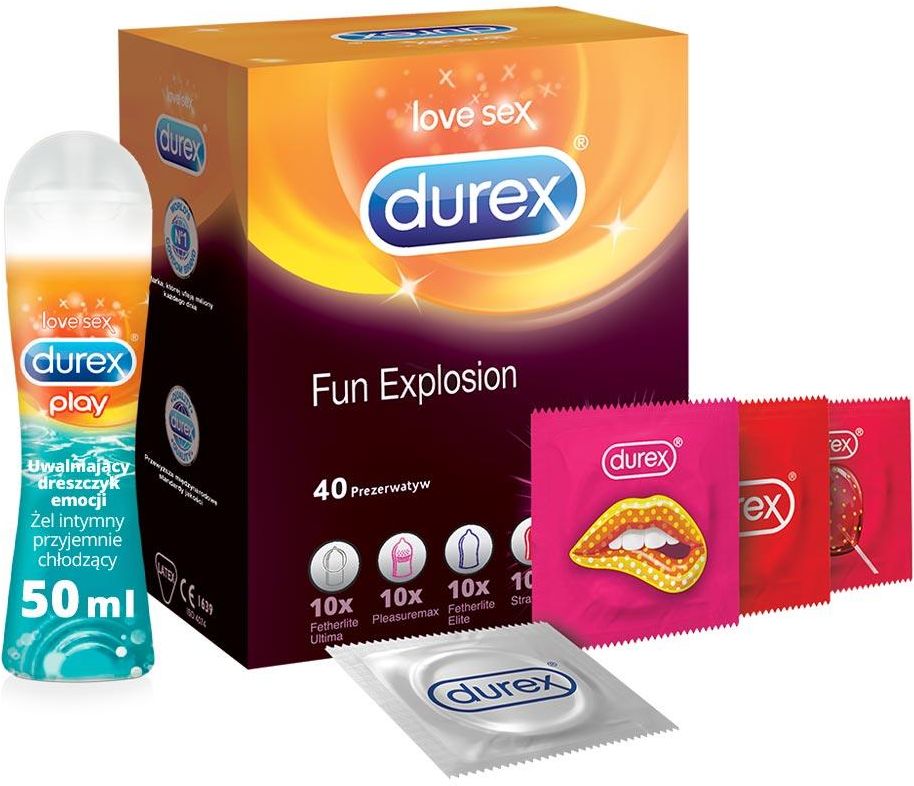 Durex Fun Explosion 40szt. + Durex Play Żel 50ml - Ceneo.pl