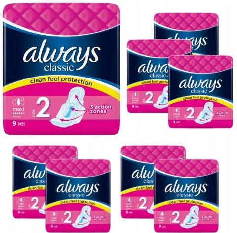 Podpaski higieniczne Always Classic Maxi 9 szt x 8 - Opinie i ceny na ...