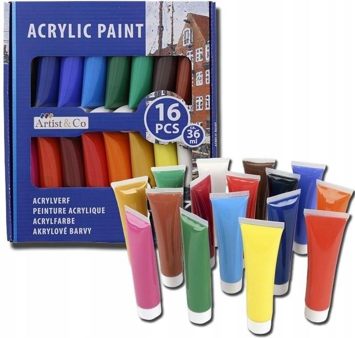 Farby Akrylowe Farba Akryl Duży Zestaw 16X36Ml - Ceny i opinie - Ceneo.pl
