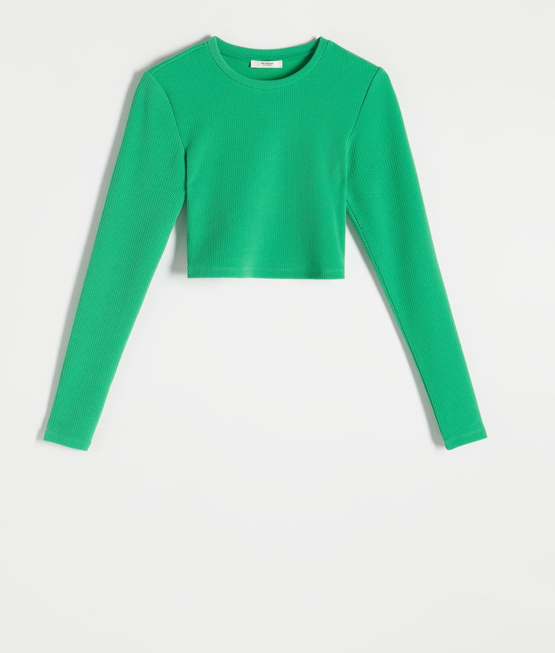 Reserved - Crop top z długim rękawem - Zielony - Ceny i opinie - Ceneo.pl