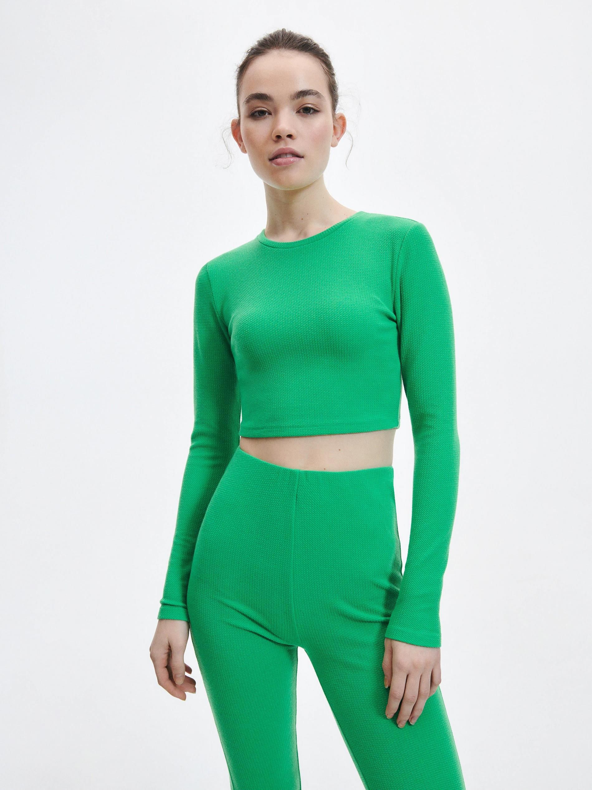 Reserved - Crop top z długim rękawem - Zielony - Ceny i opinie - Ceneo.pl