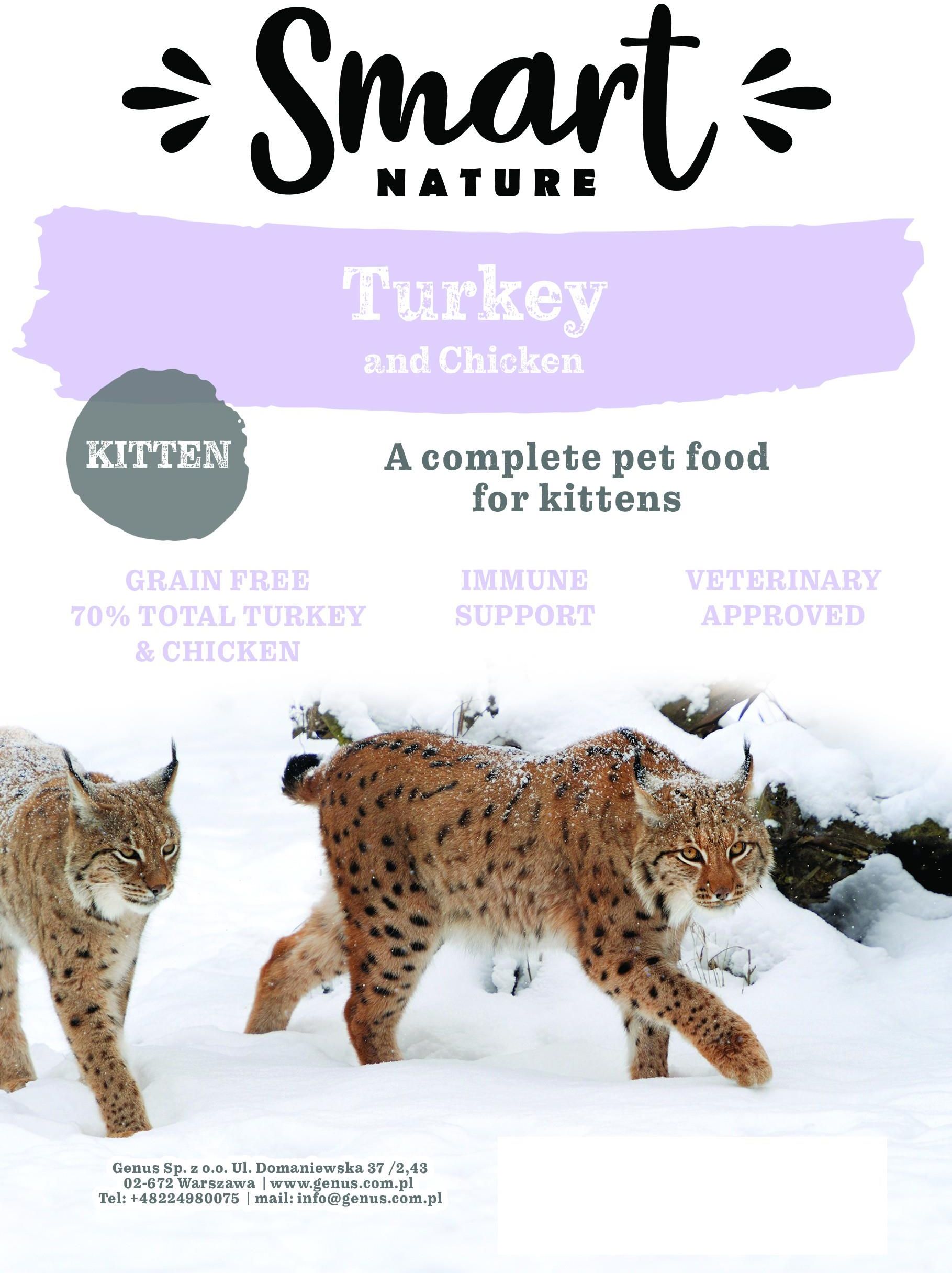 Karma Smart Nature DHA Veterinary Approved Dla Kociąt Indyk Kurczak i ...