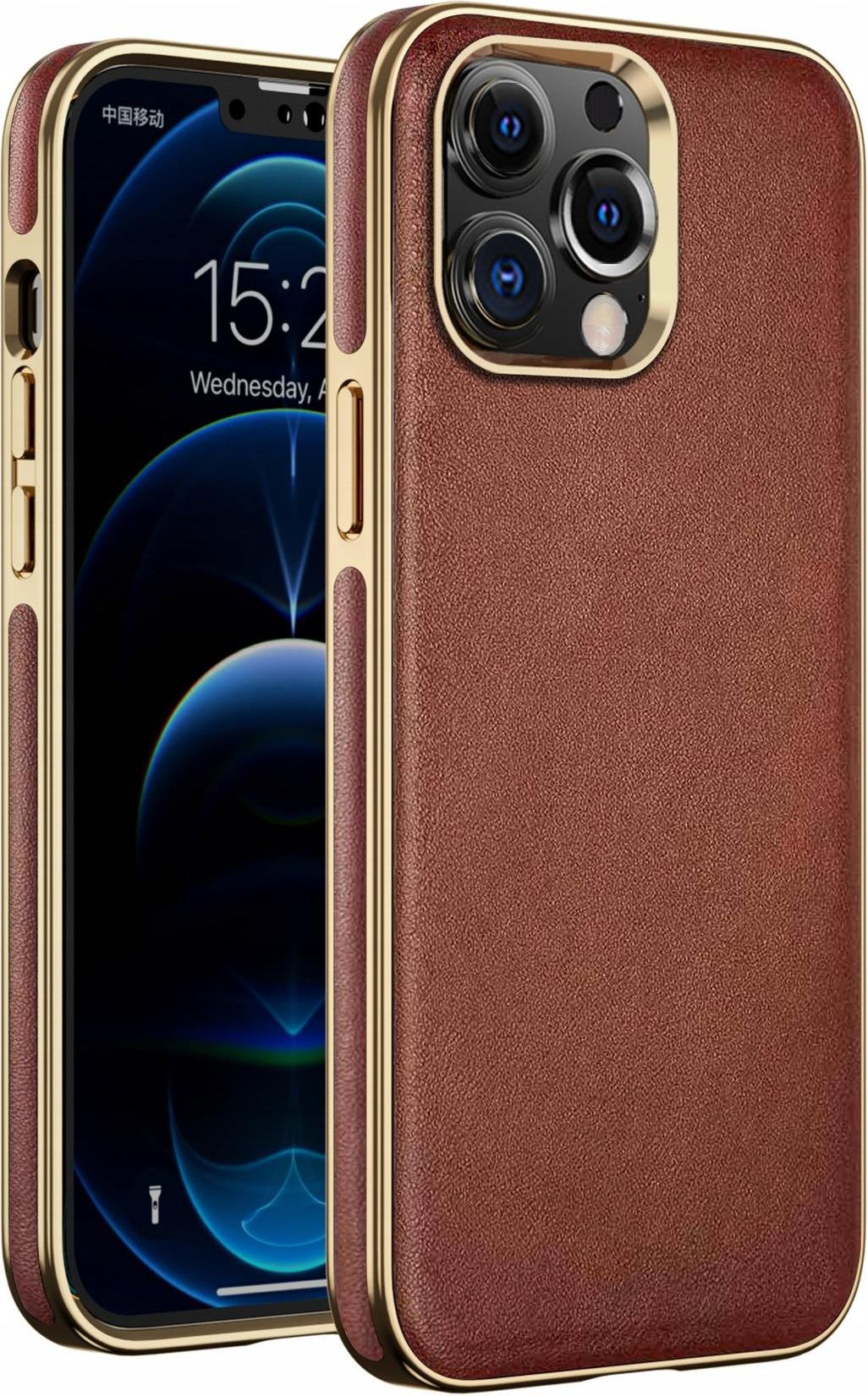 Electroplating Pu Case iPhone 13 Pro Max, Brown - Etui na telefon, ceny ...