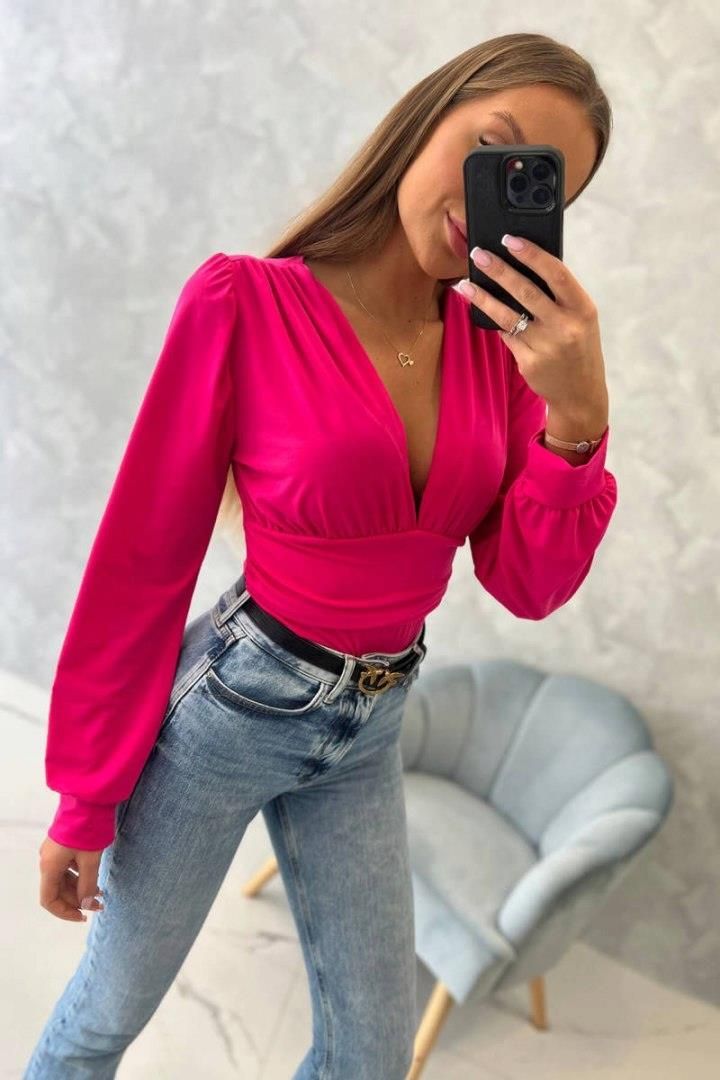 Bluzka body z dekoltem fuksja - Ceny i opinie - Ceneo.pl