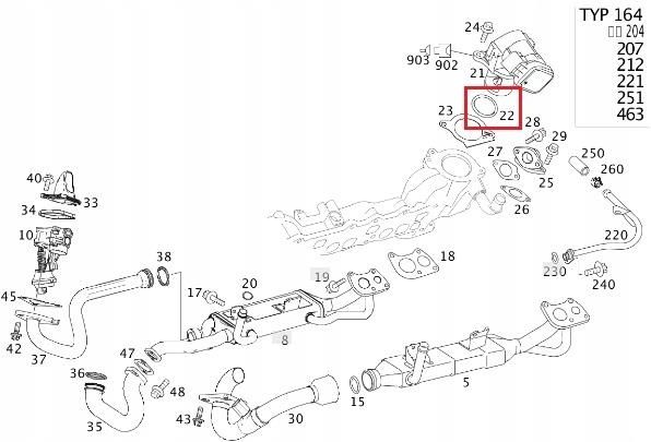 Mercedes-Benz S-Klasa Ml W251 Uszczelka Oring Egr V6 A0259973448 ...