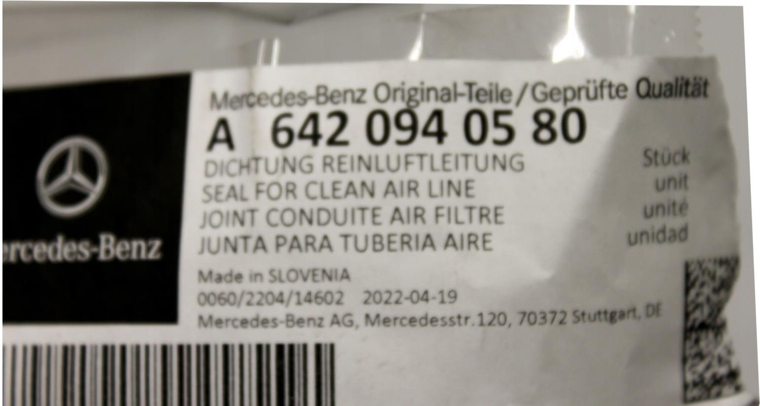 Mercedes-Benz W211 W251 W221 Uszczelka Dolotu Odmy M642 A6420940580 ...