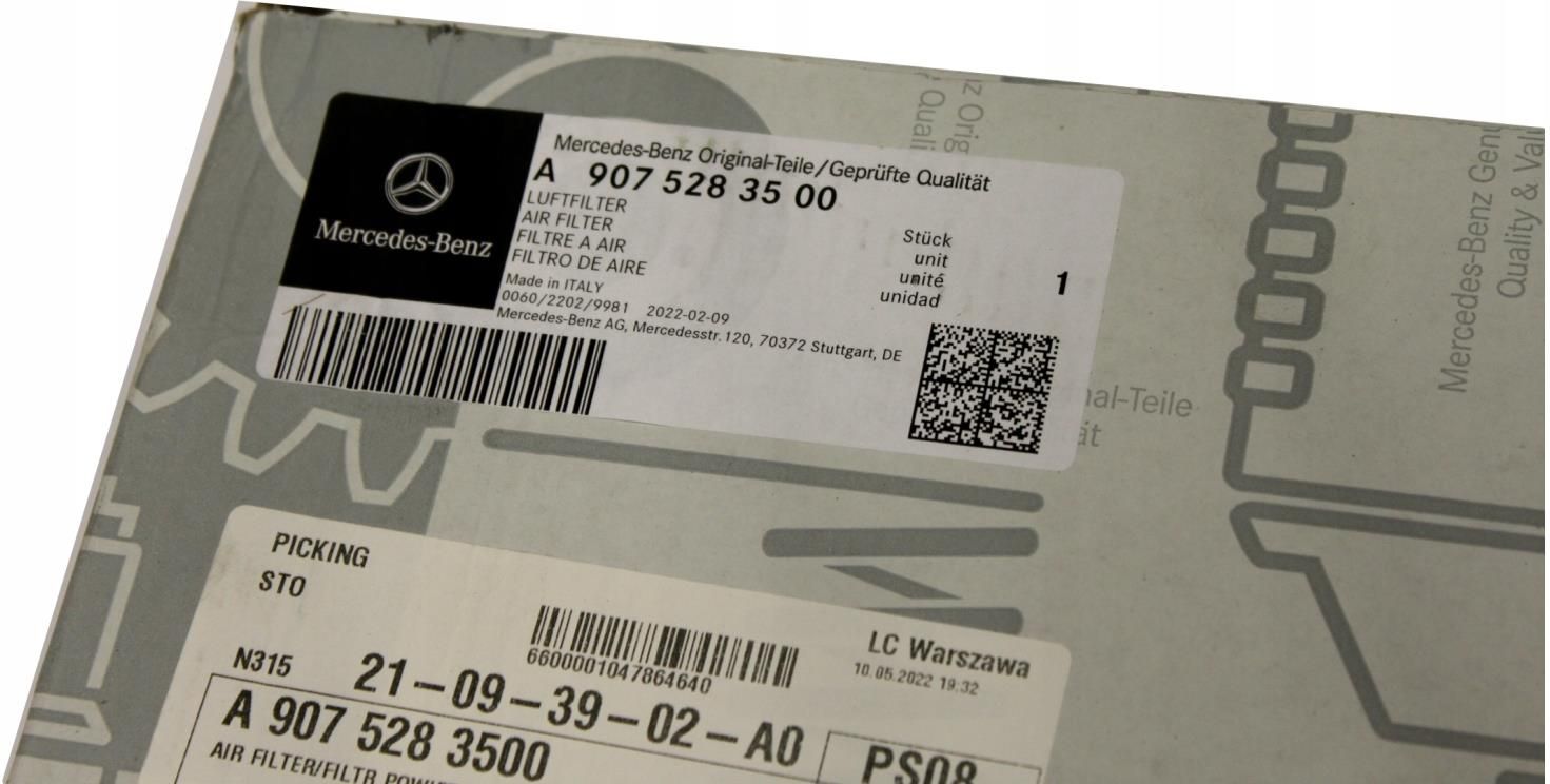 Mercedes-Benz Sprinter B907 B910 Filtr Powietrza Oe A9075283500 ...