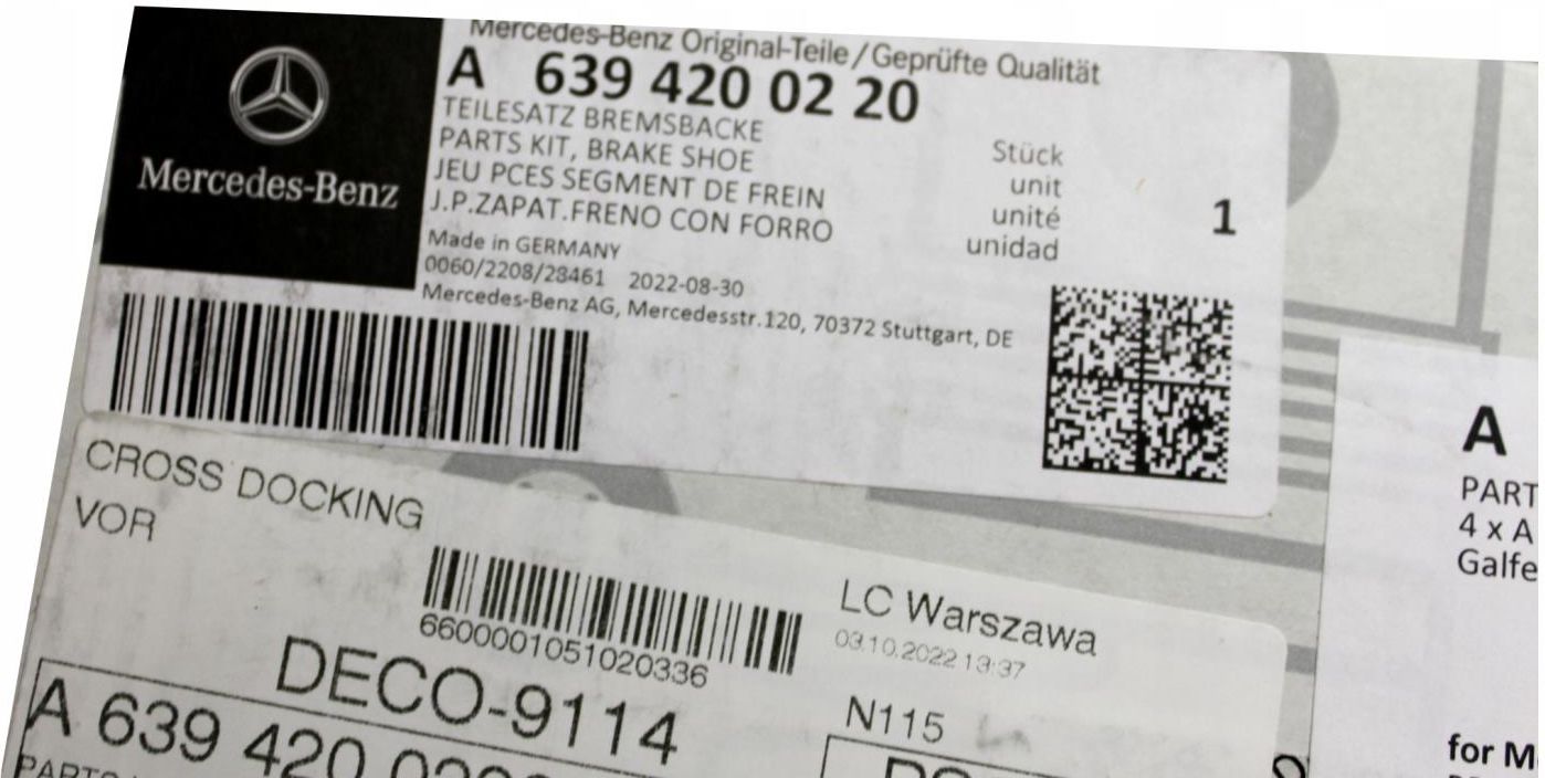 Szczęka hamulcowa Mercedes-Benz W447 W639 Zestaw Szczeki Hamulcowe ...