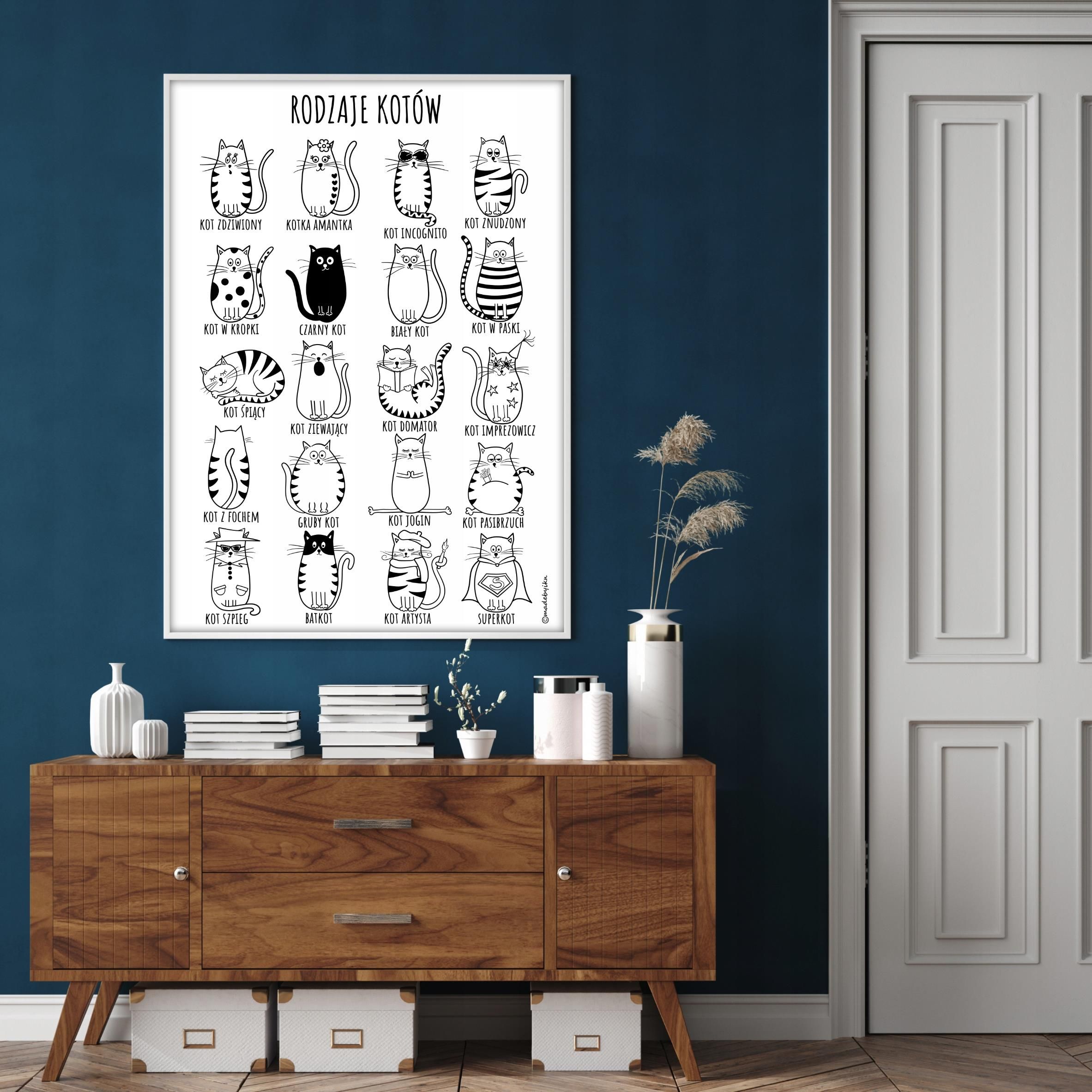 Grafika plakat do ram Z Kotami, Koty Rękodzieło A4 - Opinie i ...