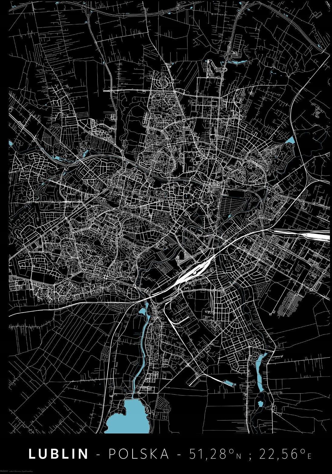 Lublin Mapa Miasta plakat A2 42x59,4 cm - Opinie i atrakcyjne ceny na ...