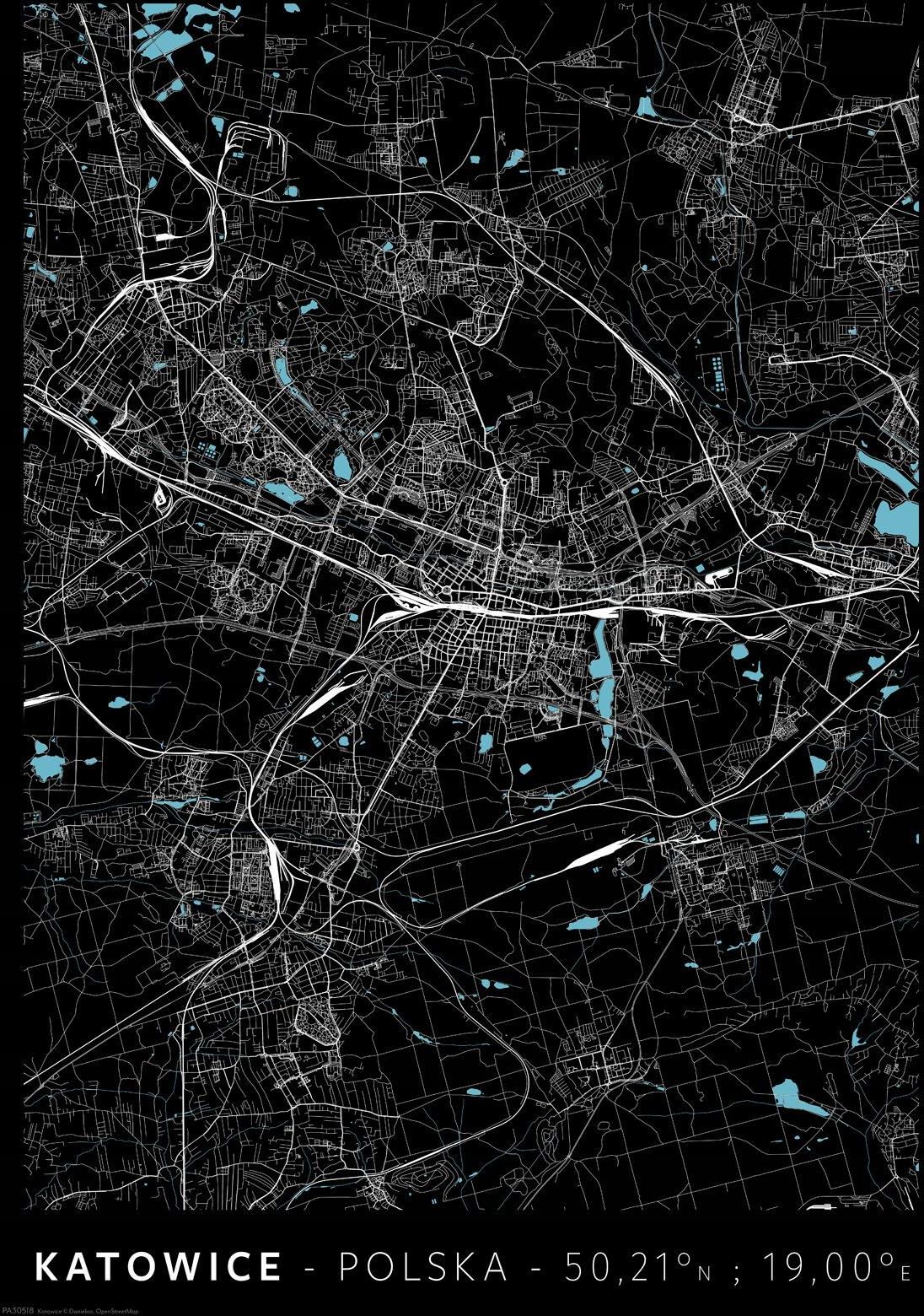 Katowice Mapa Miasta plakat A3 29,7x42 cm - Opinie i atrakcyjne ceny na ...