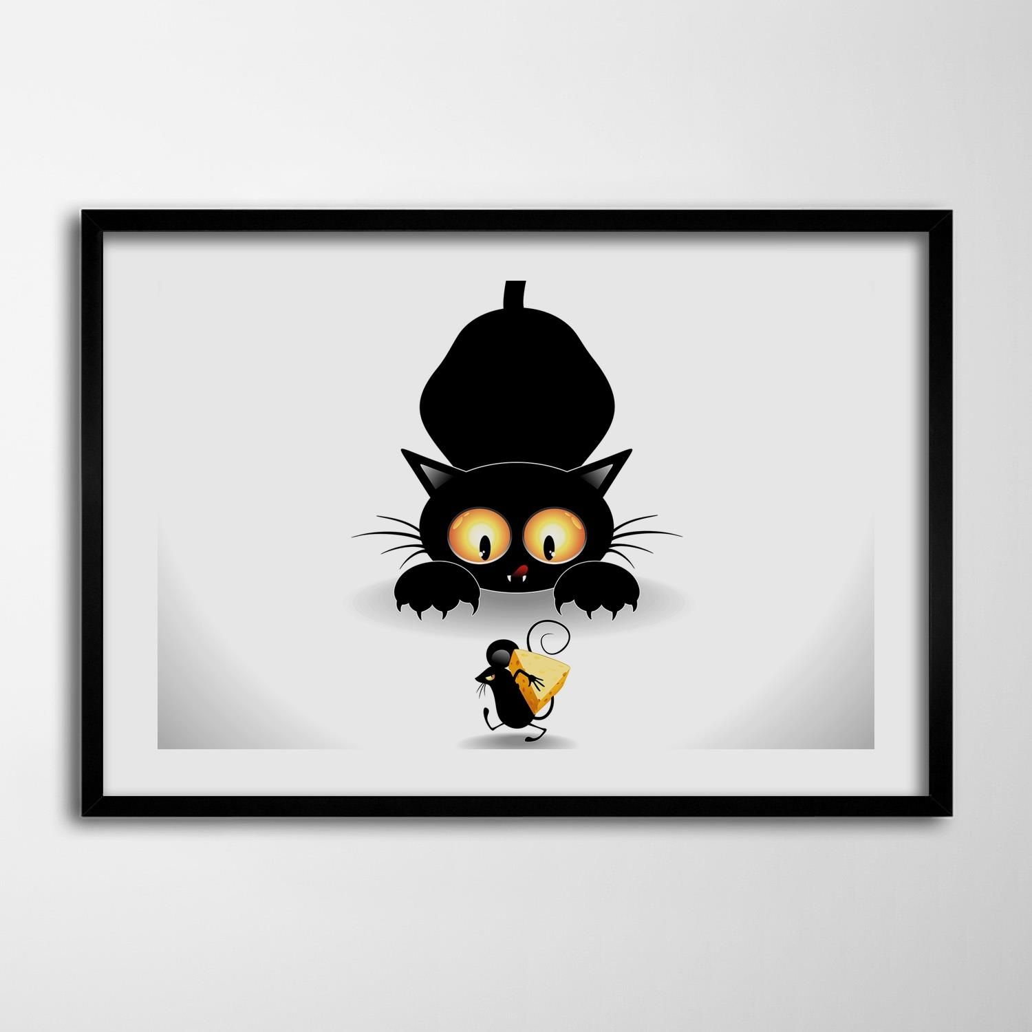 Obraz ścienny w ramie Kot mysz ser grafika 70x50 - Opinie i atrakcyjne ...