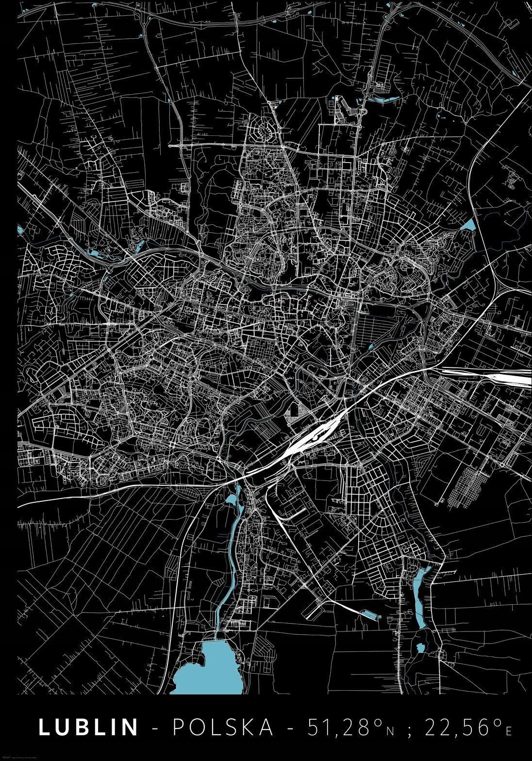 Lublin Mapa Miasta plakat A1 59,4x84,1 cm - Opinie i atrakcyjne ceny na ...