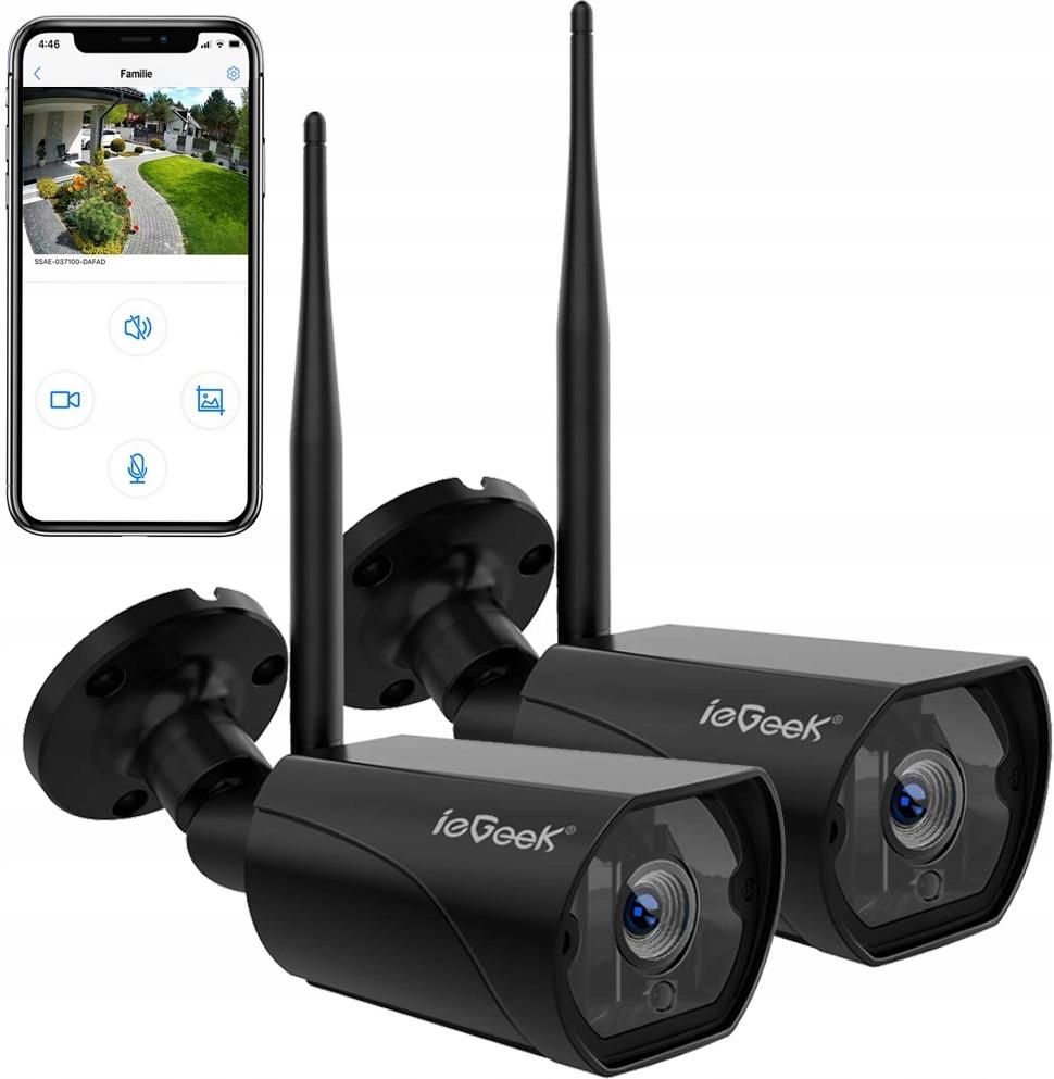 Kamera przemysłowa Iegeek Kamera Zewnętrzna Ip Wifi Full Hd 1080P ...