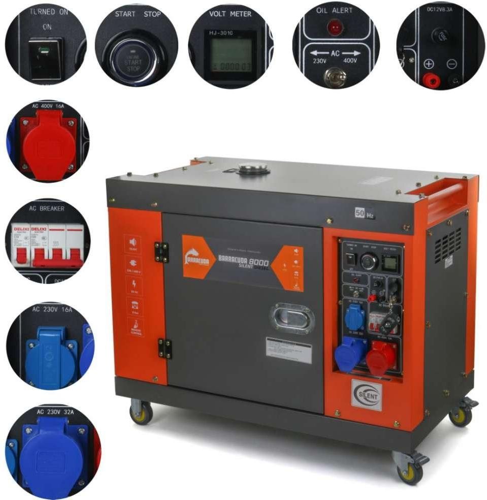 Generator prądu Agregat prądotwórczy 10 kVA 8 kW 230/400V Barracuda ...