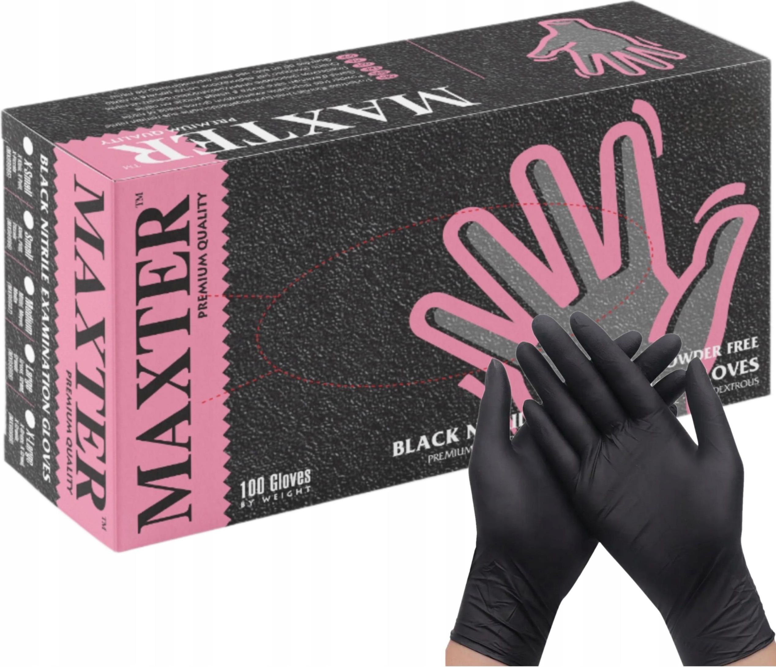 Maxter Glove Rękawice Rękawiczki Nitrylowe Czarne R. L 100szt. - Ceny i ...
