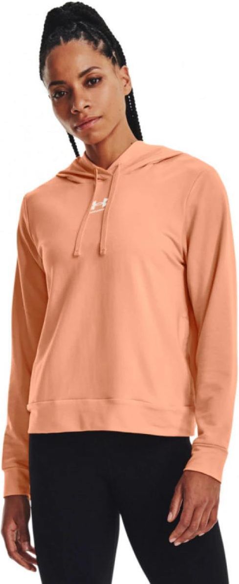 Damska bluza treningowa nierozpinana z kapturem UNDER ARMOUR Rival Terry Hoodie - pomarańczowa ...