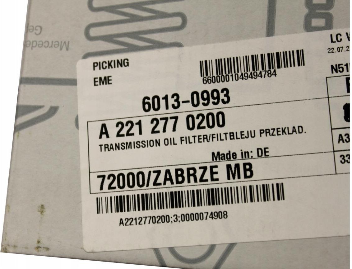 Mercedes-Benz R230 R171 R172 Filtr Hydrauliczny Skrzyni A2212770200 ...