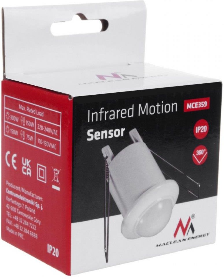 Maclean Czujnik Ruchu Pir Maclean Sufitowy Do Zabudowy Zasięg 6M Max ...