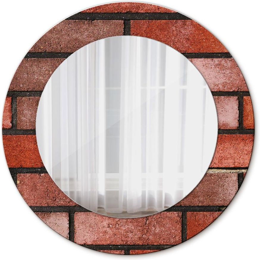 Tulup Lustro dekoracyjne okrągłe Czerwona cegła 50cm (LSDOP00249 ...