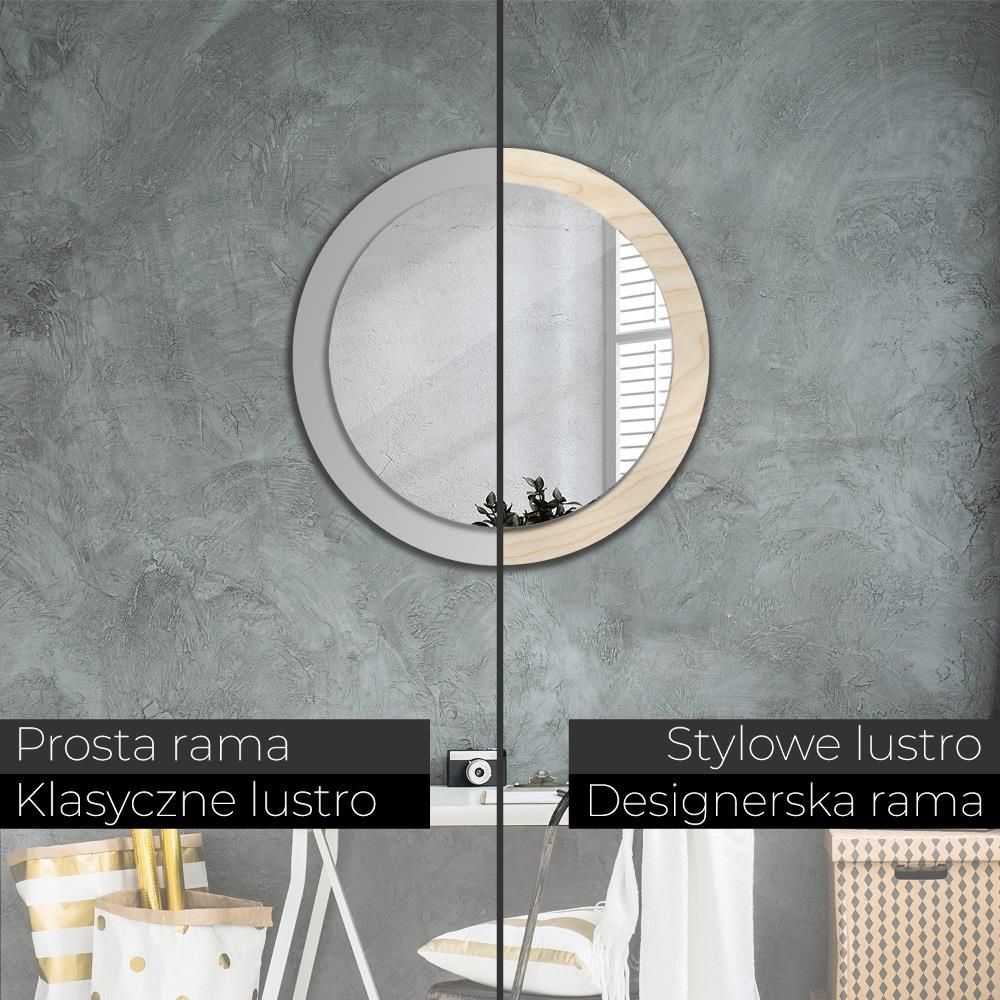 Tulup Lustro dekoracyjne okrągłe Tekstura drewna 80cm (LSDOP00267 ...
