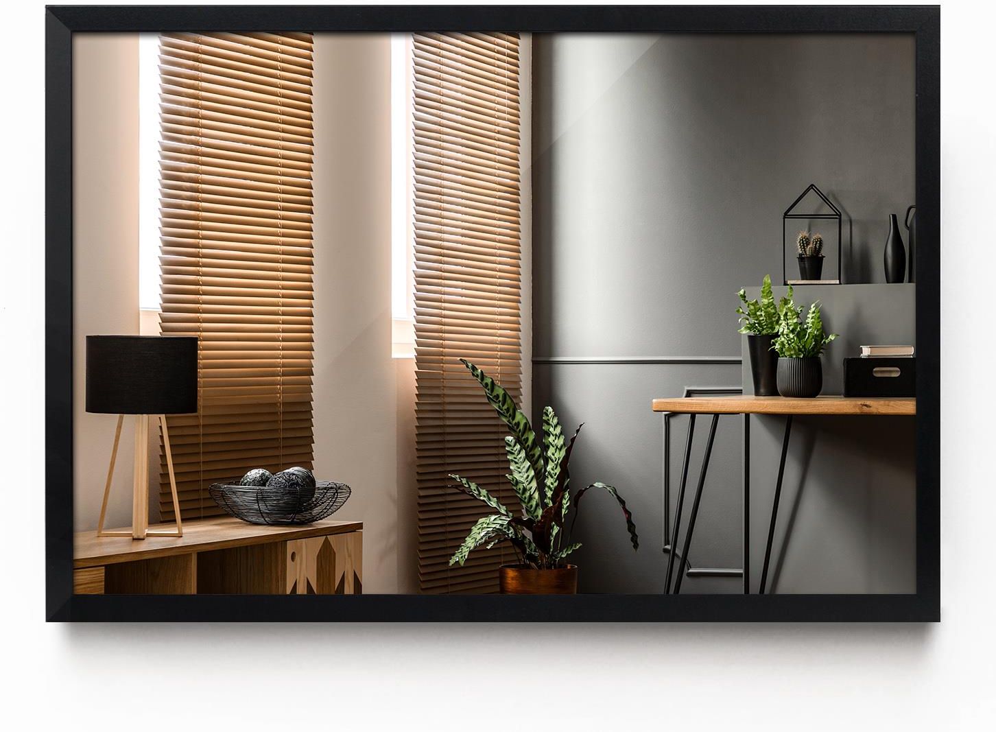 Nowoczesne Lustro Ścienne Czarna Rama 70x50 cm - Opinie i atrakcyjne ...