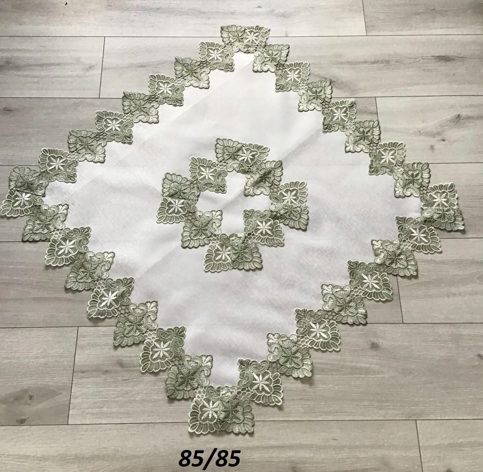 Bieżniki Białe Obszyte Zieloną Gipiurą 40x90cm - Opinie i atrakcyjne ceny na Ceneo.pl