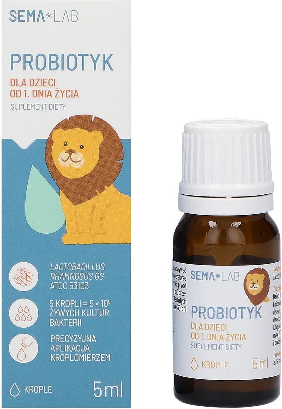 SEMA Lab Probiotyk dla dzieci od 1 dnia życia, krople 3x5ml - Opinie i ceny na Ceneo.pl