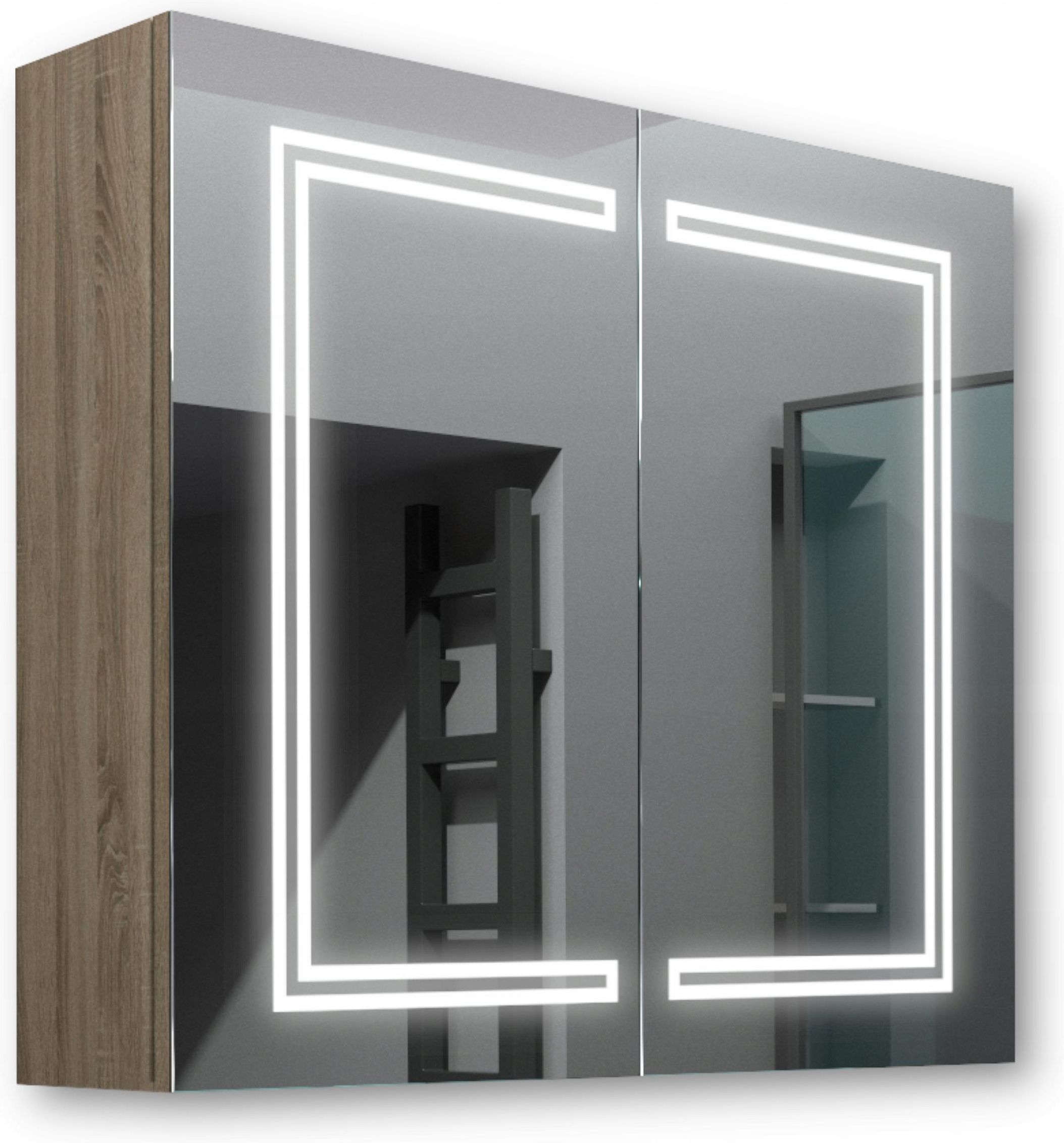 Drewniana szafka 80x70 Led lustro Saturn Sonoma - Opinie i atrakcyjne ...