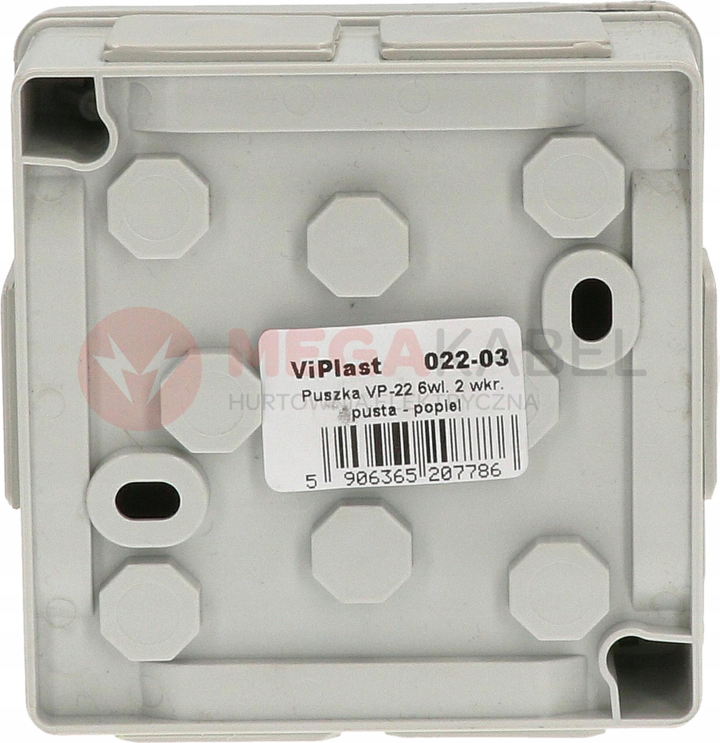 Puszka elektryczna Viplast Puszka Natynkowa Pusta 6 Wlotów Vp-22 Szar ...