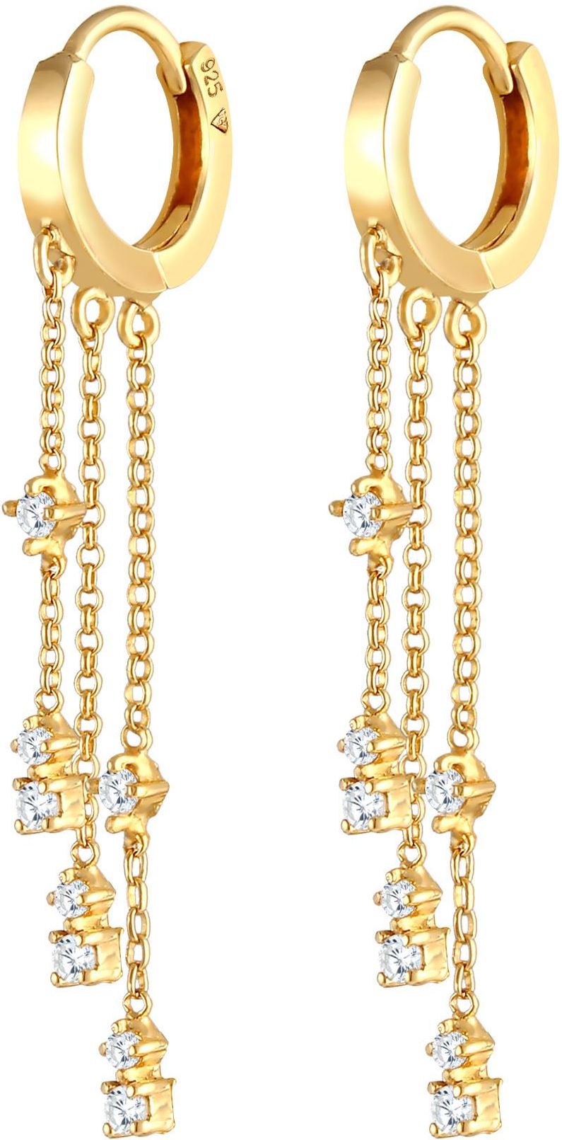 Elli Kolczyki Ladies Creole Pea Chain Statement Trend Z Cyrkonem W 925 ...