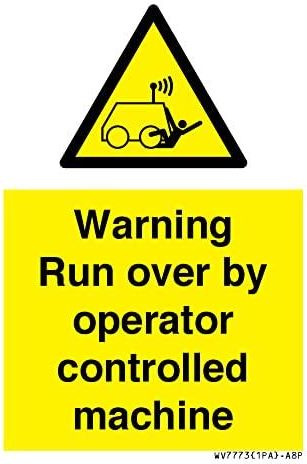 Znak 'Warning Run Over By Operator' Sterowany Maszyną Znak 50x75mm A8P ...