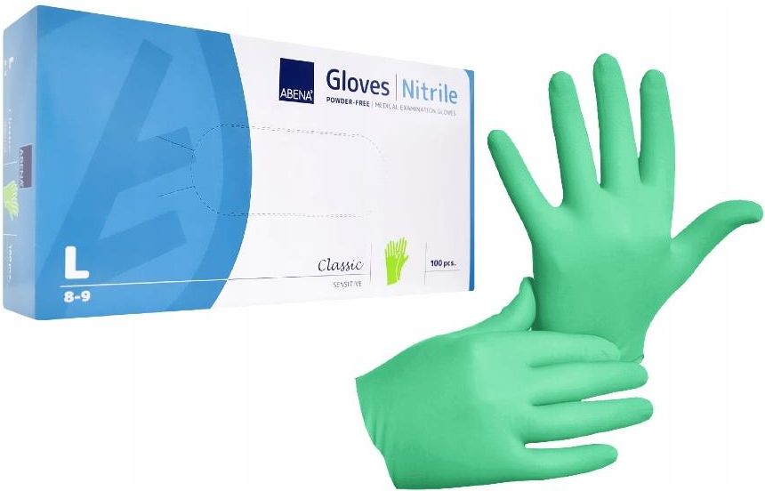 Abena Rękawiczki Nitrylowe L 100szt. Zielone - Ceny i opinie - Ceneo.pl