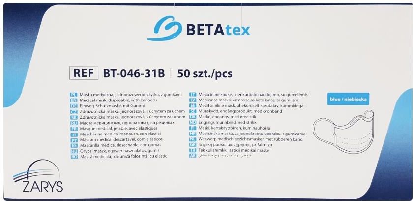 Zarys Maseczki Medyczne Chirurgiczne Typ Ii Betatex 50Sz - Ceny i ...
