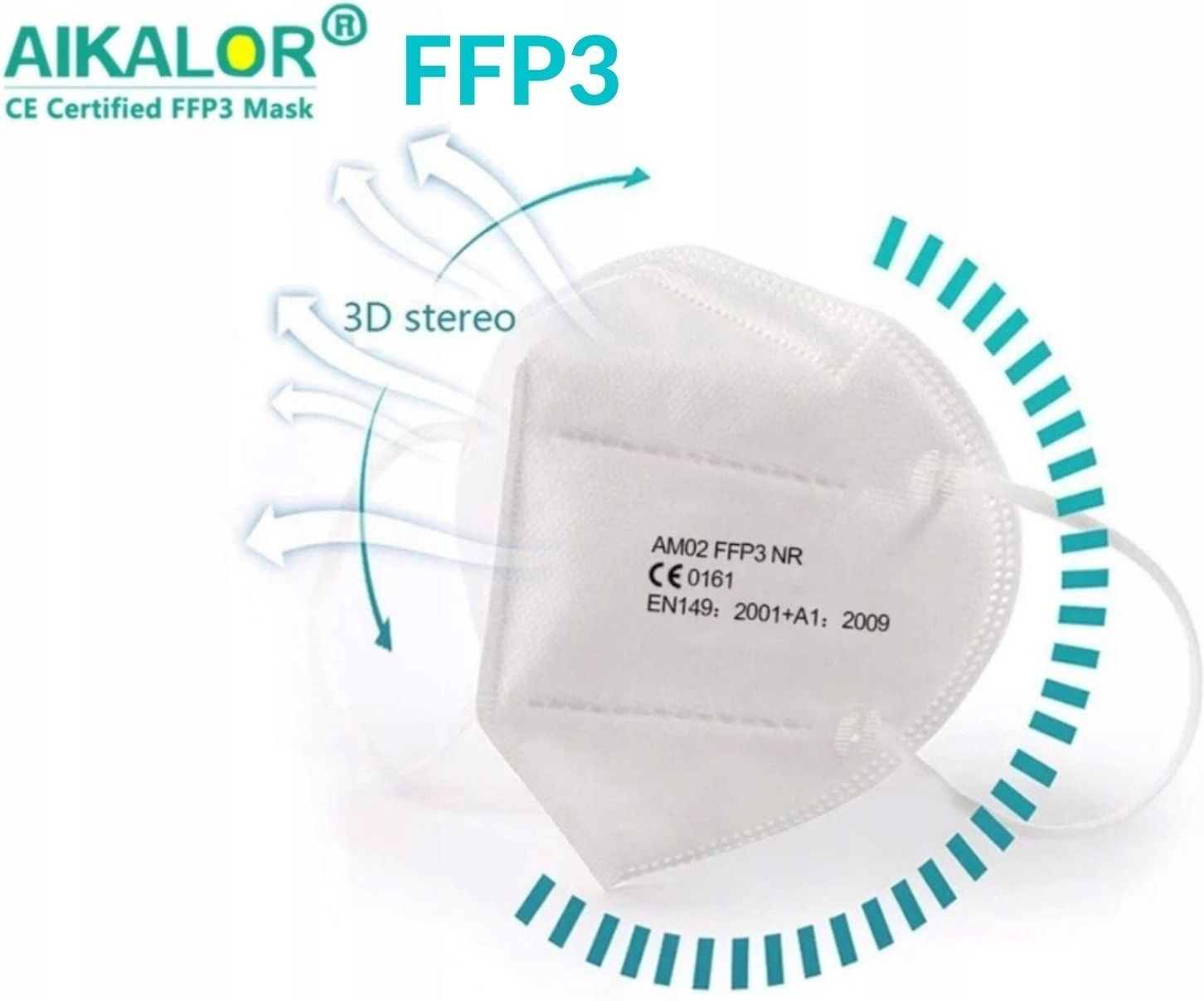 Aikalor 10X Ffp3 Maska Maseczka Ochronna 99% Ce Antywirus - Ceny i opinie - Ceneo.pl