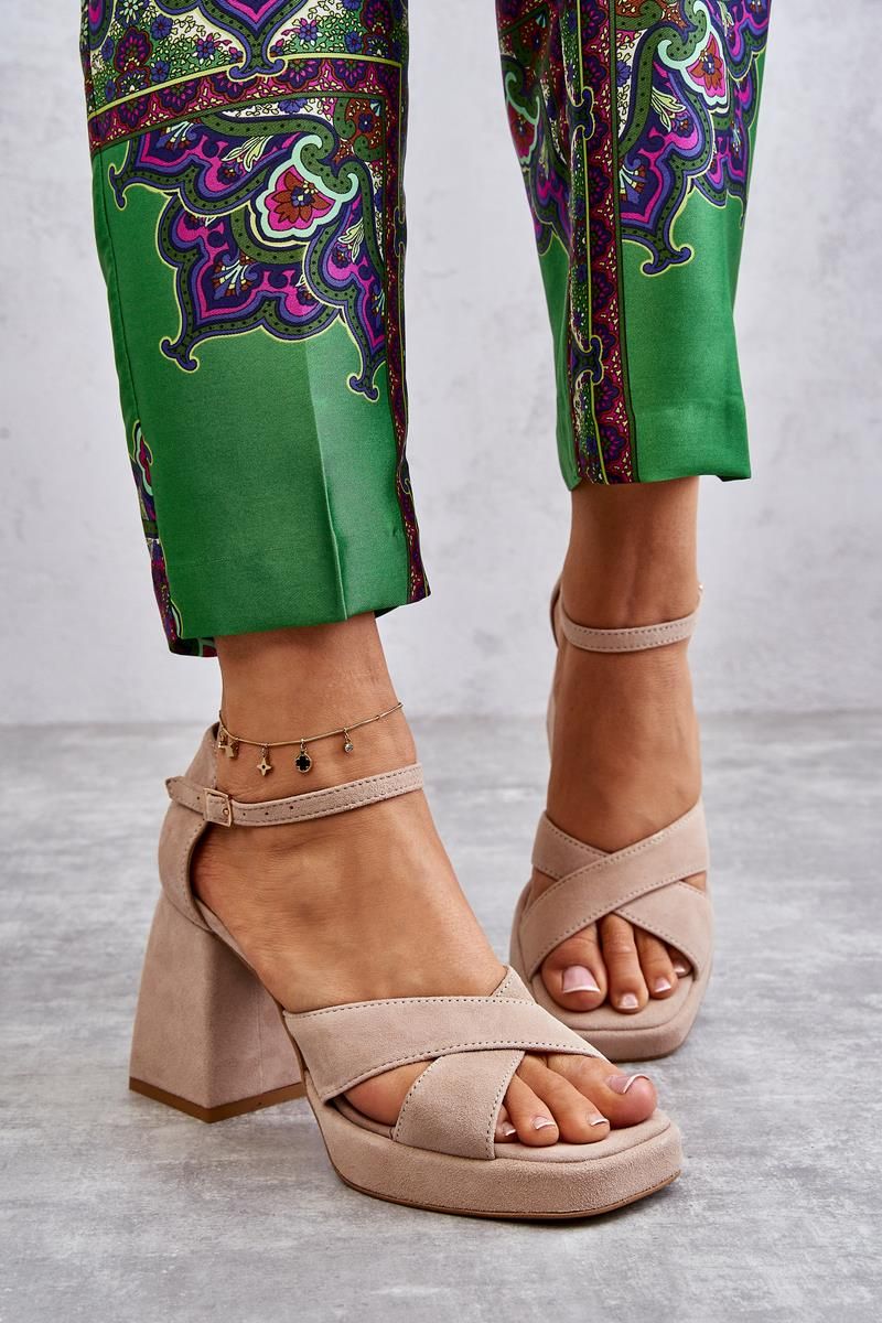 Damskie Zamszowe Sandały Na Obcasie Lewski Shoes 3221 Beżowe - Ceny i opinie - Ceneo.pl