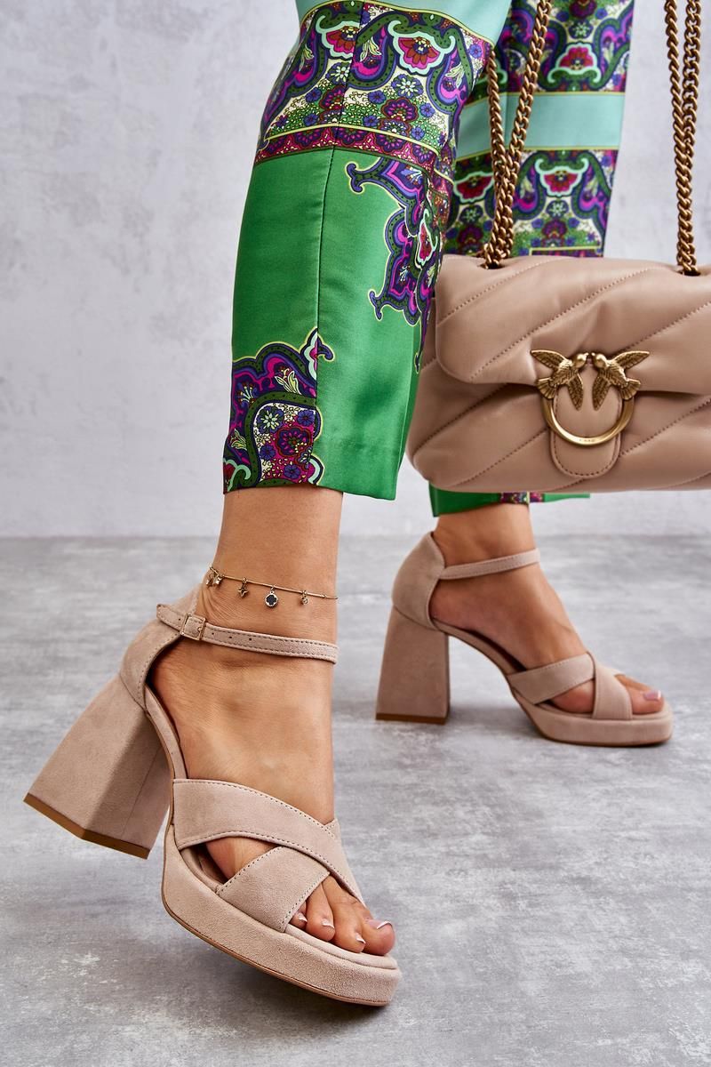 Damskie Zamszowe Sandały Na Obcasie Lewski Shoes 3221 Beżowe - Ceny i opinie - Ceneo.pl