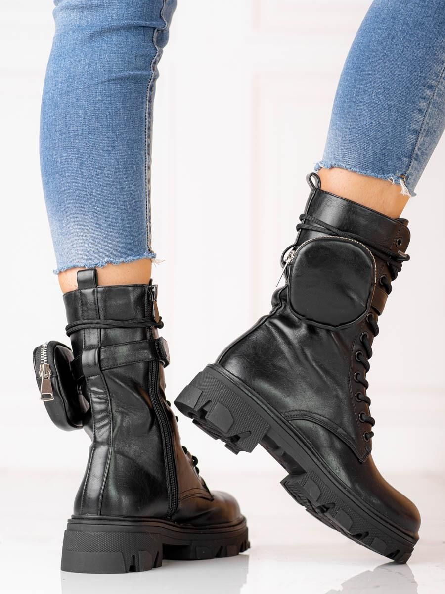 Czarne workery damskie z kieszonką Shelovet - Ceny i opinie - Ceneo.pl