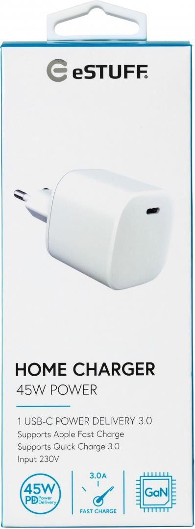 Ładowarka do telefonu eSTUFF Home Charger USB-C PD 45W GaN EU Plug ...