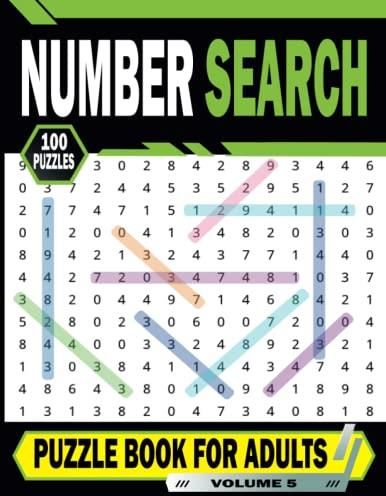 Adult Brain Games: Number Search Puzzle Book for Adults. Number Search ...