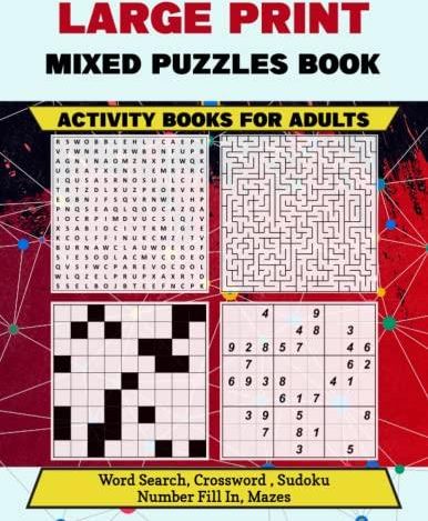 Large print mixed puzzle for adults: Activity book for adults - the brain training and best ...