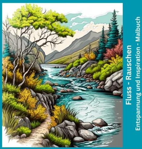 Fluss-Rauschen für Entspannung und Inspiration-Malbuch: ein Fluss ...