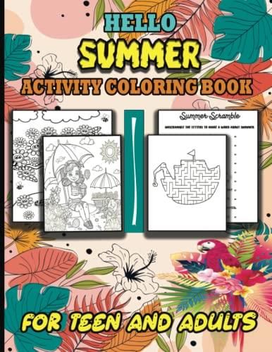 Hello Summer Activity Coloring Book for Teen and Adults.: Easy and ...